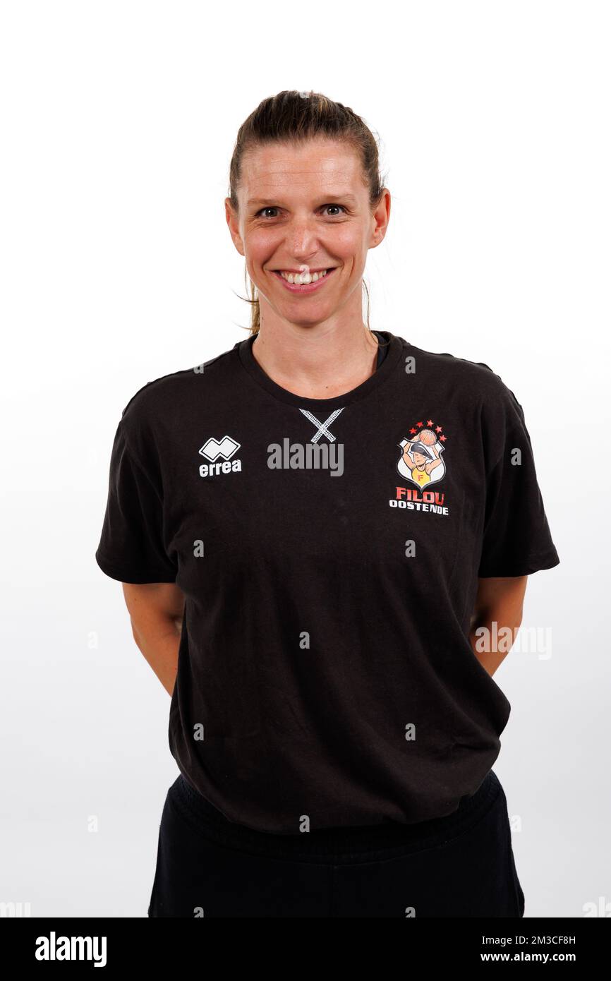 Oostende's assistant coach Gaelle Bouzin poses at a photoshoot of ...