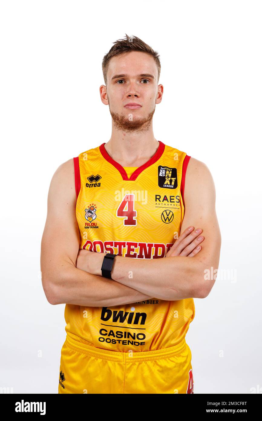 Oostende's Simon Buysse poses at a photoshoot of Belgian Basketball ...