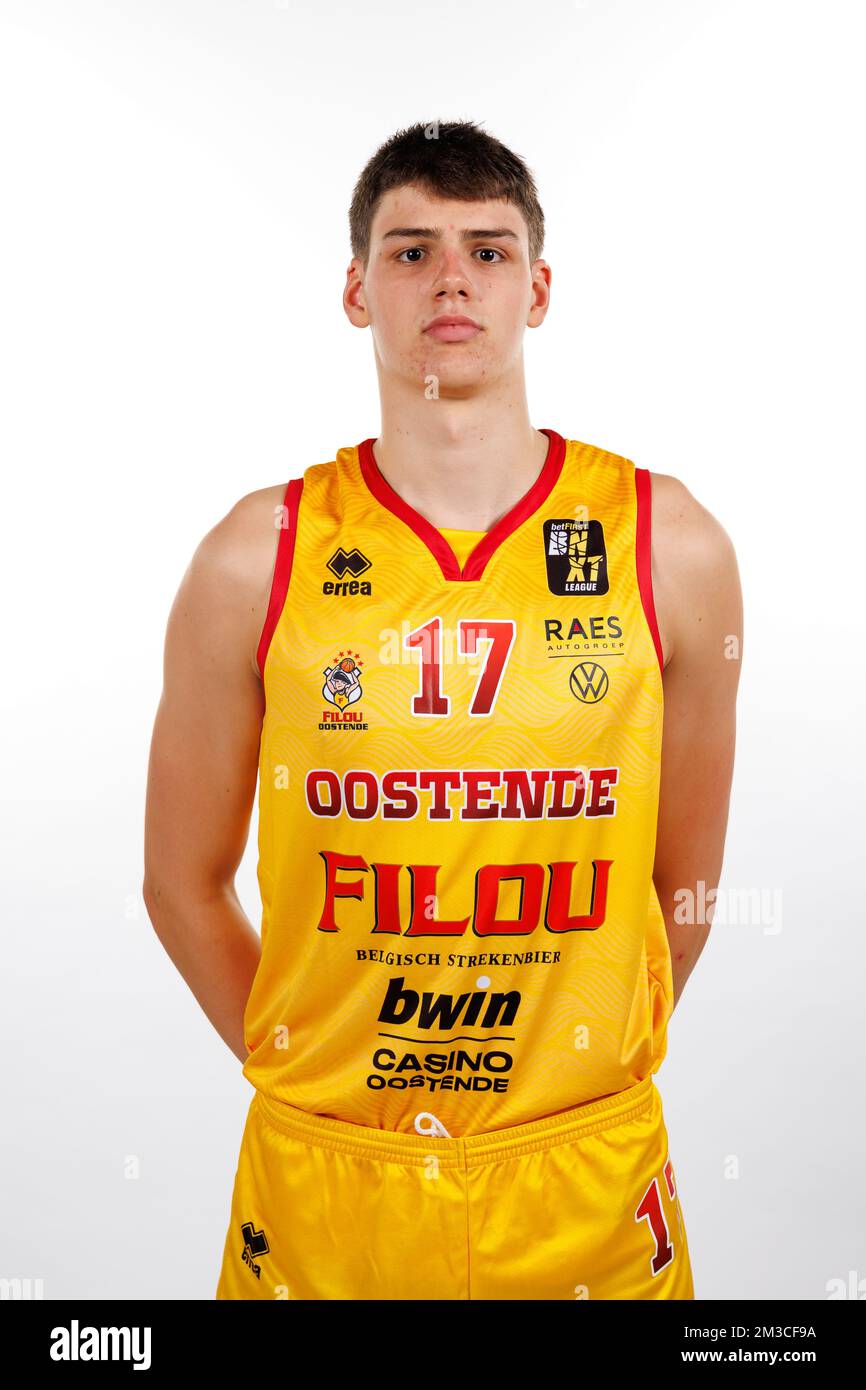 Oostende's Xander Pintelon poses at a photoshoot of Belgian Basketball ...