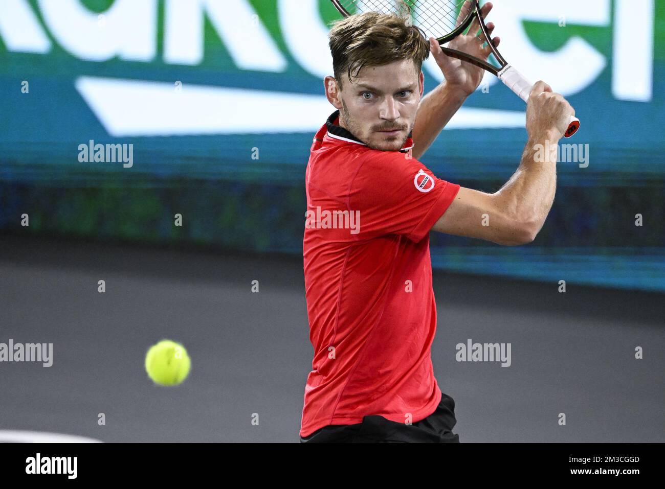 Belgian David Goffin pictured in action during a match between French ...