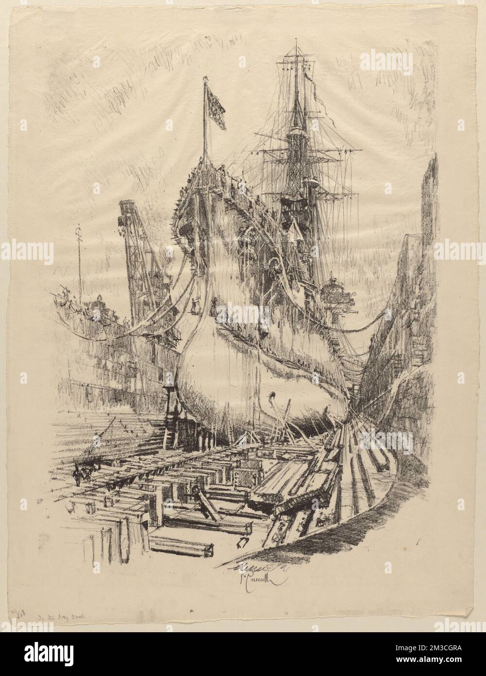 In the dry dock , Boat & ship industry, Ships. Joseph Pennell (1857 ...