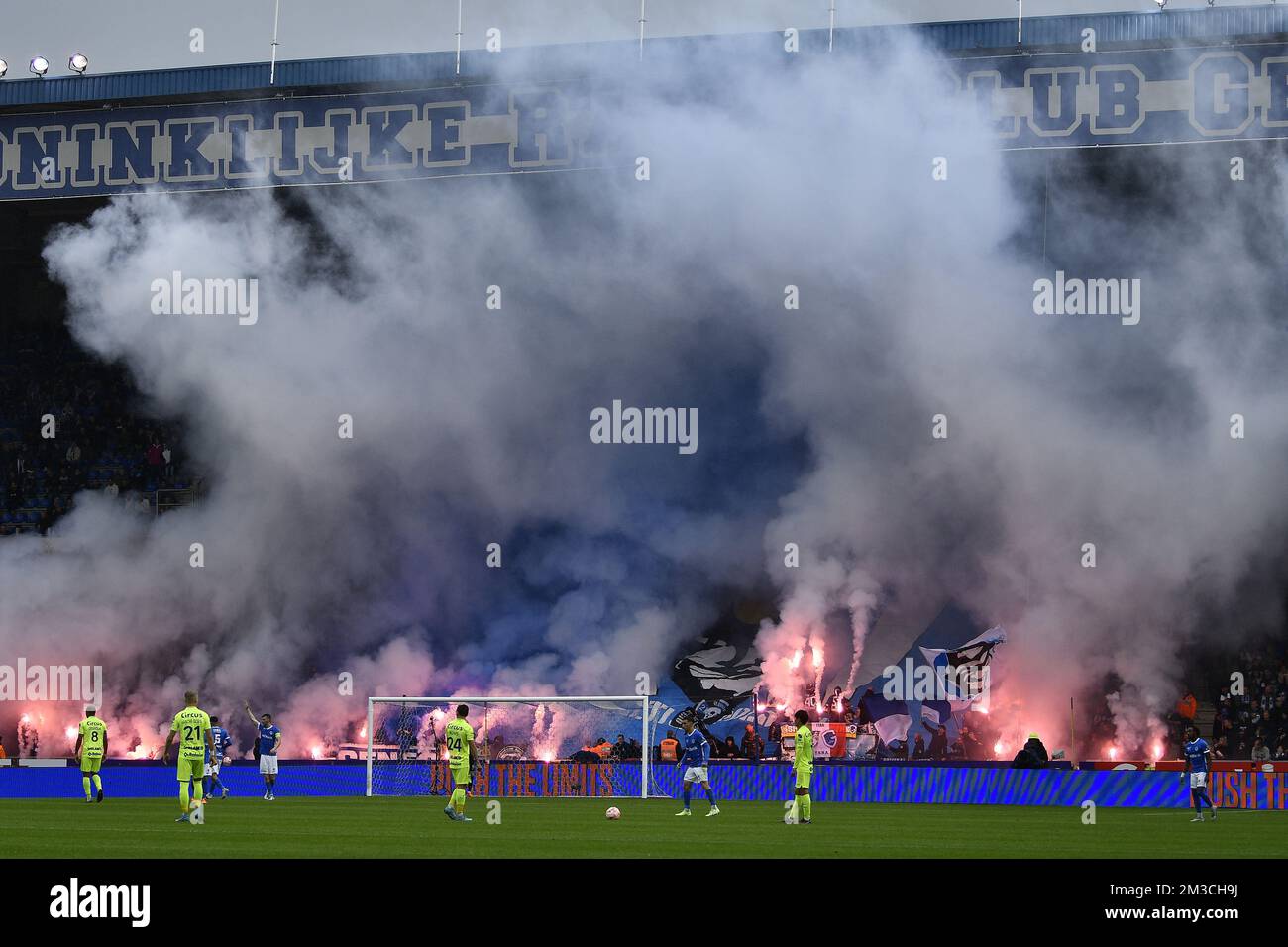 Tifo of KRC Genk pictured during a soccer match between KRC Genk and ...