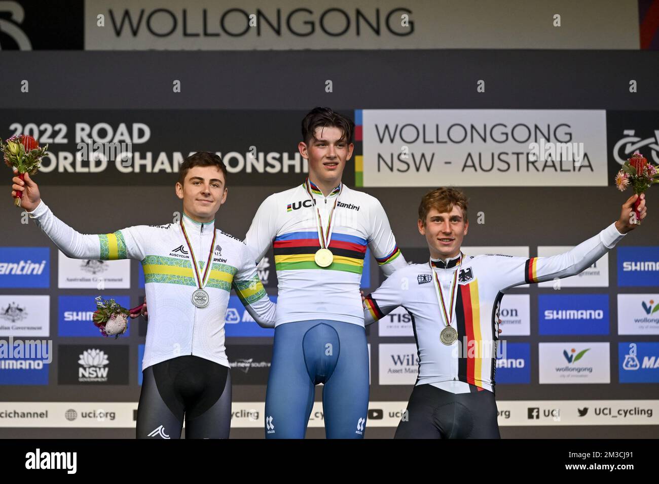 Australian Hamish McKenzie , winner of the silver medal, British Joshua ...