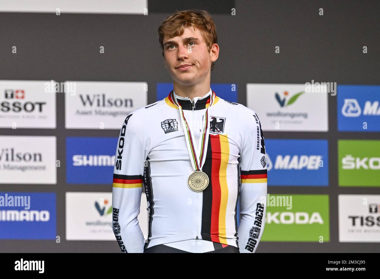 German Emil Herzog , winner of the bronze medal pictured on the podium ...