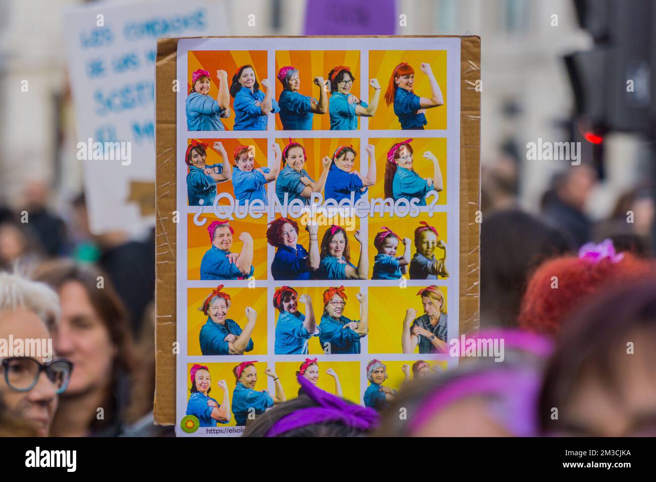 Closed Up to a reproduction of a famous feminist poster symbol named ...