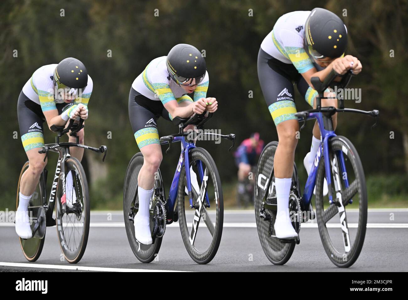 Australian women riders pictured in action at the Mixed Team Relay time ...