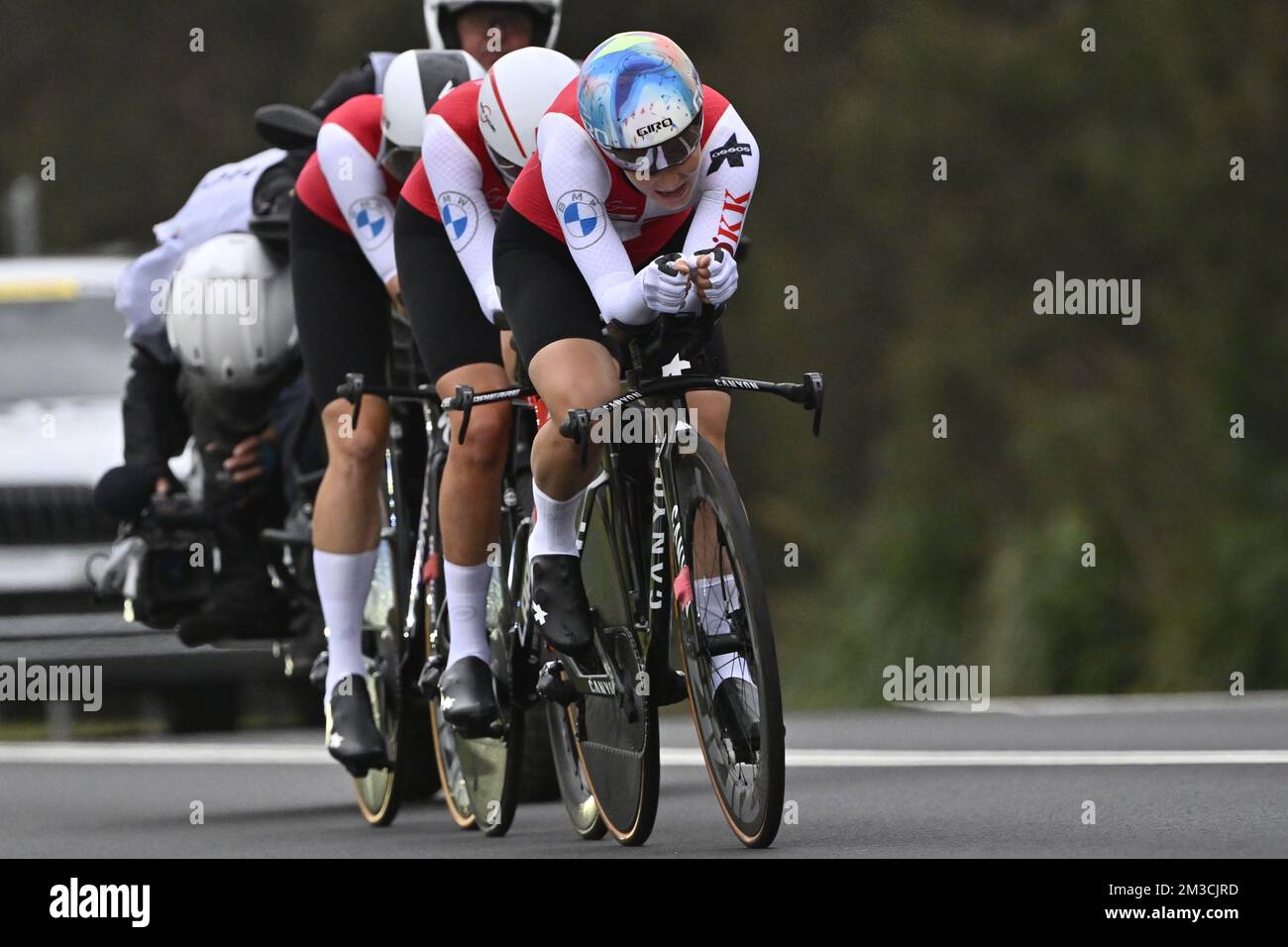 Swiss women riders pictured in action at the Mixed Team Relay time ...