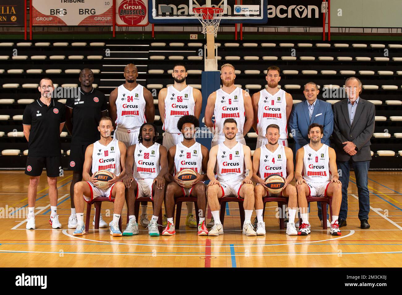 The team poses for a photoshoot of Belgian Basketball team Circus ...