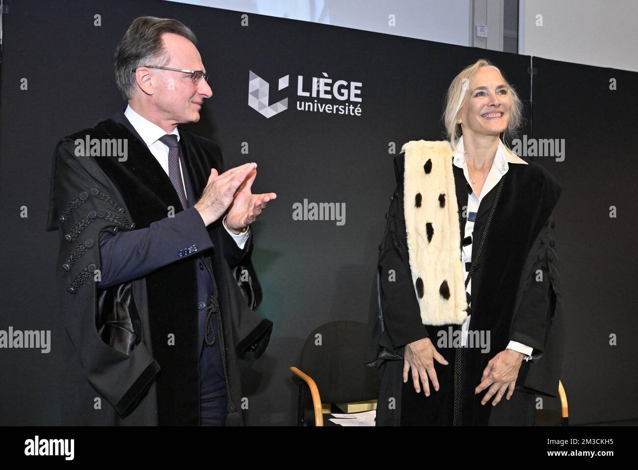 Outgoing ULiege rector Pierre Wiolper and New ULiege rector Anne-Sophie ...