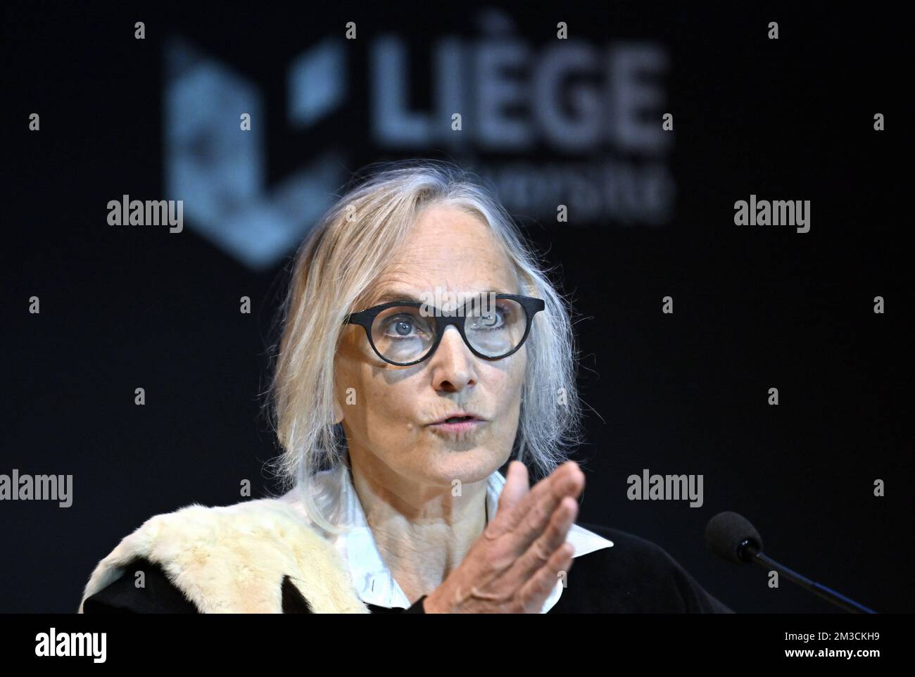 ULiege rector Anne-Sophie Nyssen pictured during a ceremony for the new ...