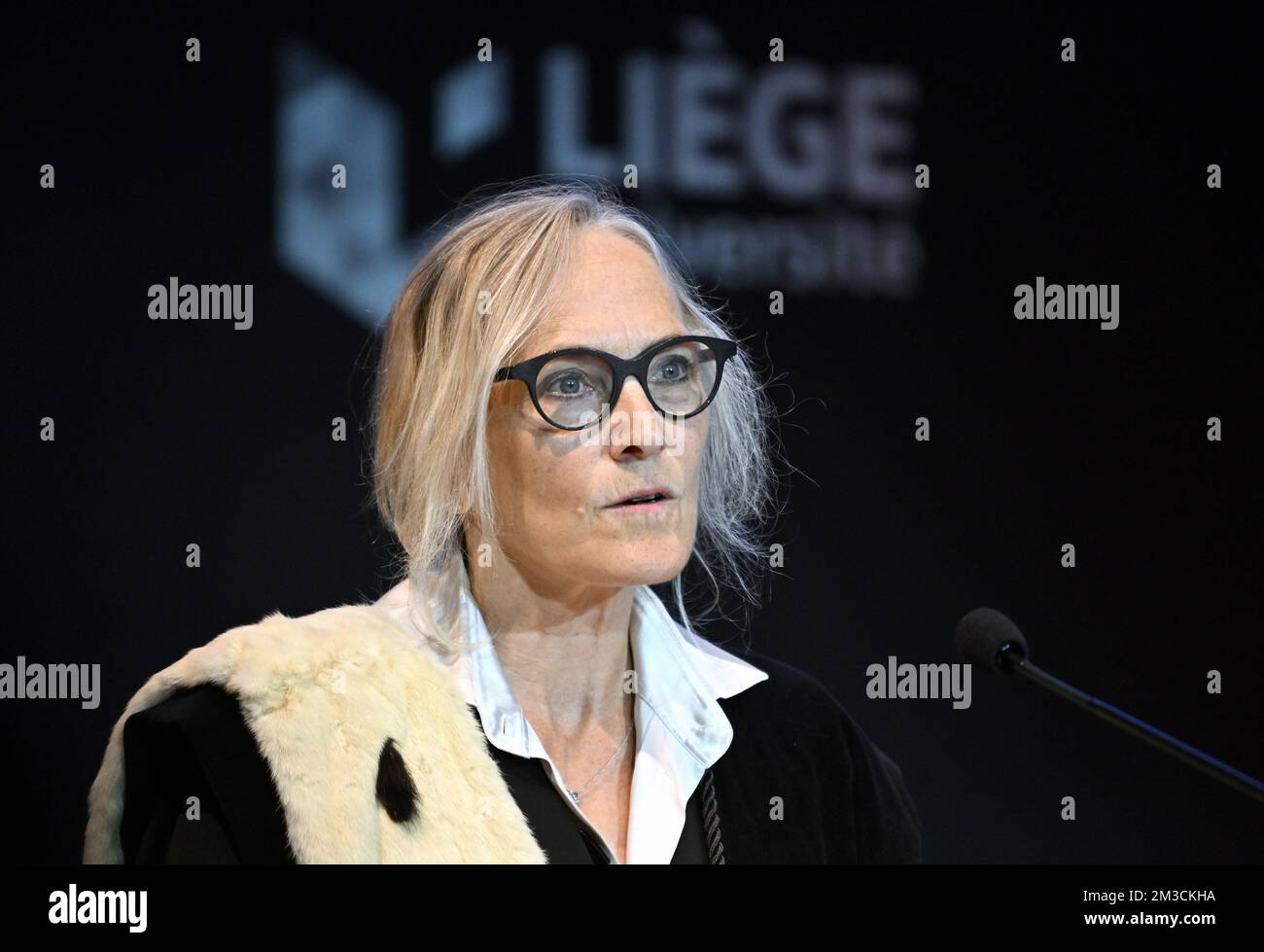 ULiege rector Anne-Sophie Nyssen pictured during a ceremony for the new ...