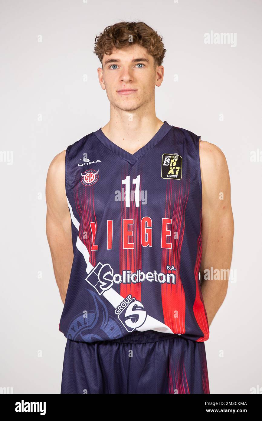 Liege's Romain Bruwier poses at a photoshoot of Belgian Basketball team ...