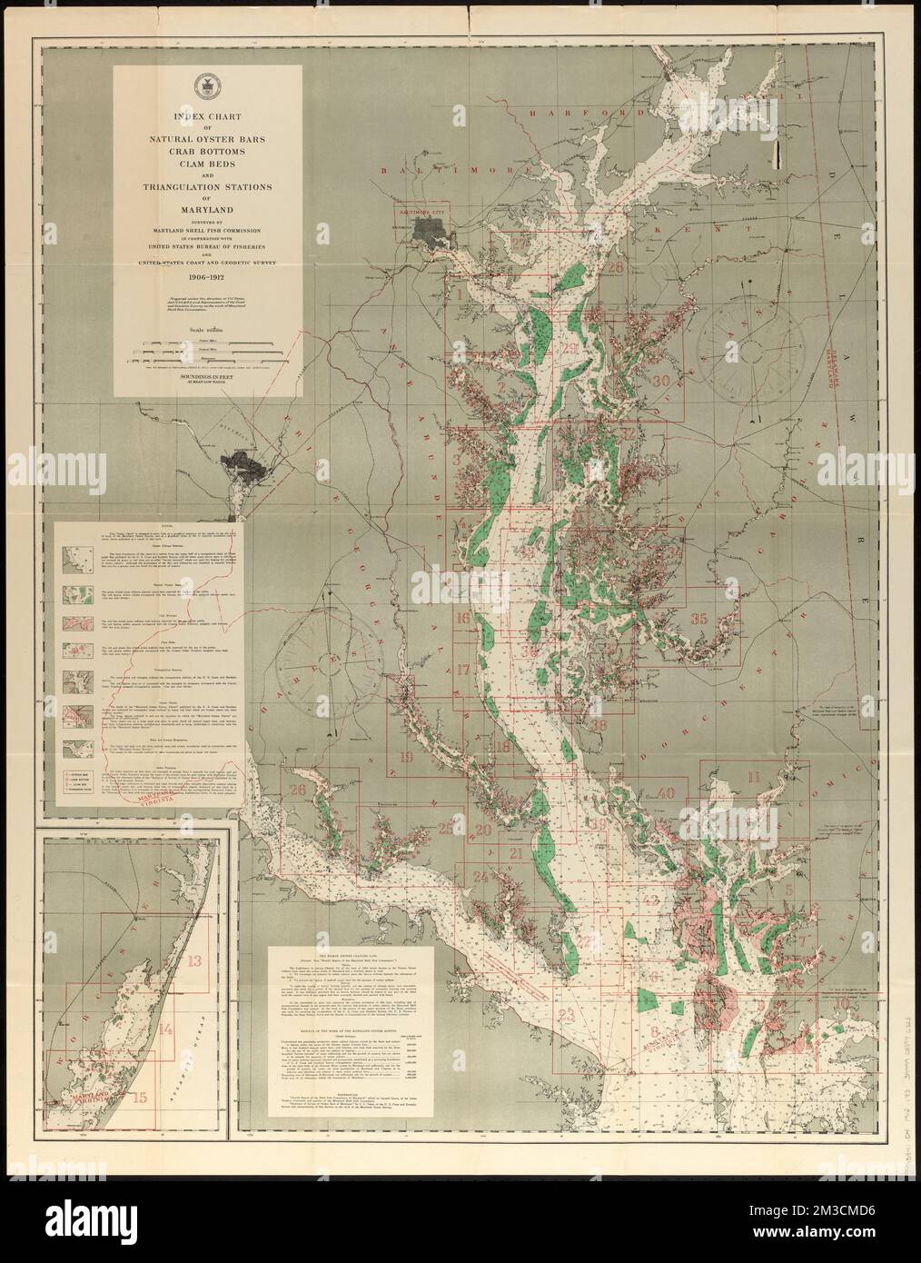 Index chart of natural oyster bars, crab bottoms, clam bars and ...