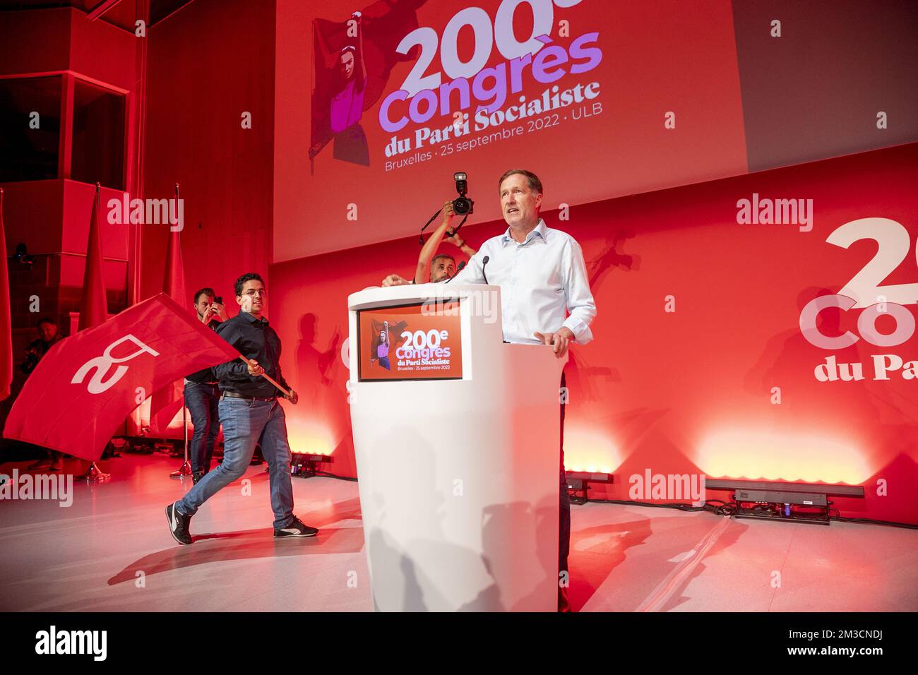 PS chairman Paul Magnette pictured during a party congress of french ...