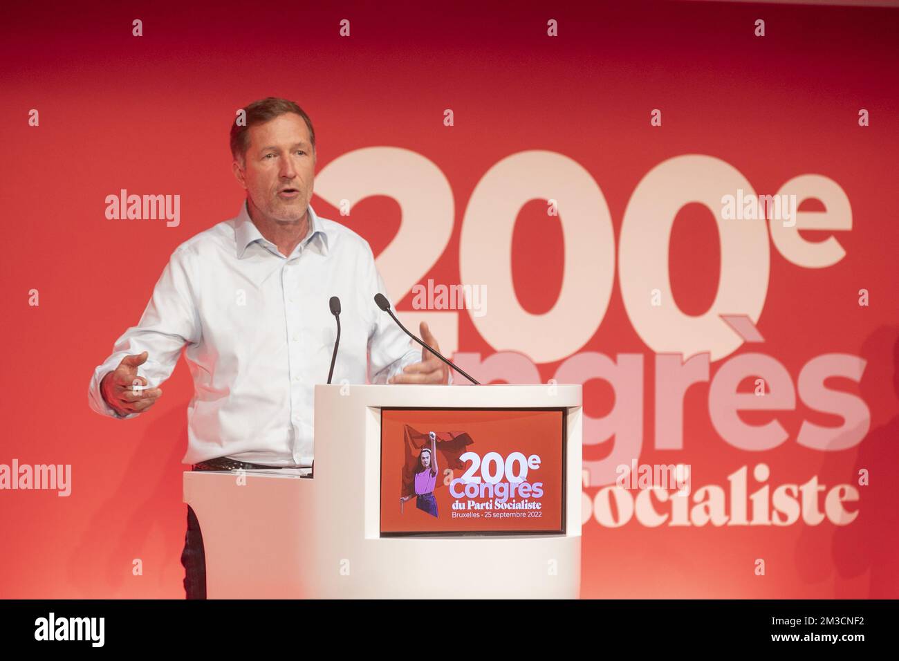 PS chairman Paul Magnette pictured during a party congress of french ...