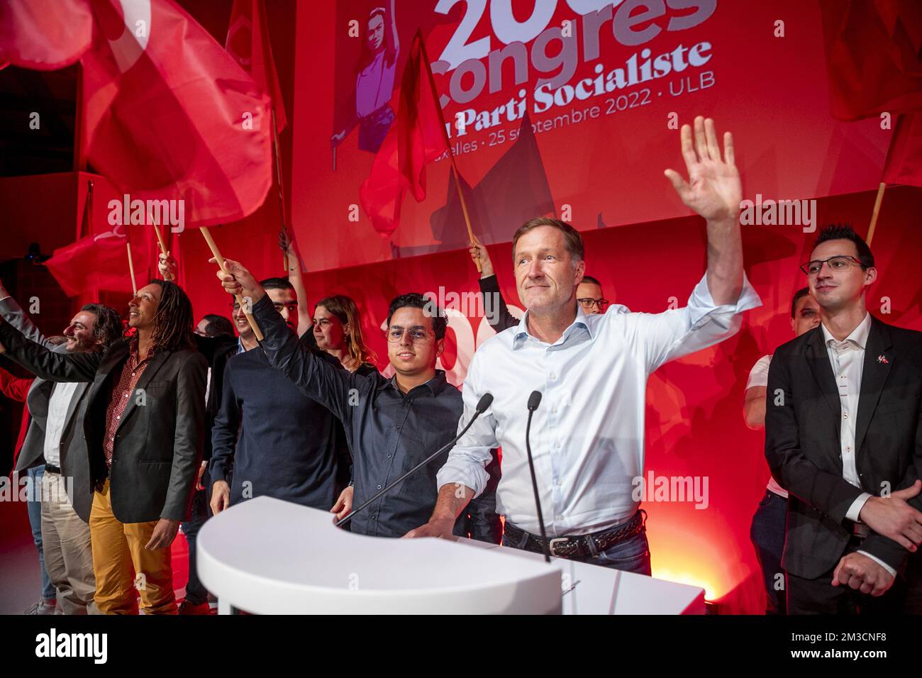 PS chairman Paul Magnette pictured during a party congress of french ...
