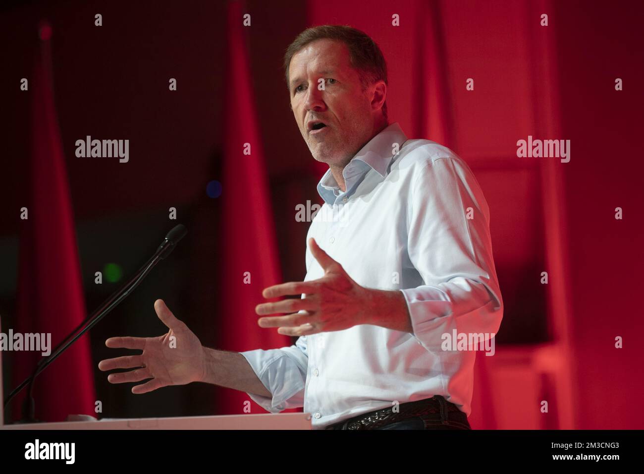 PS chairman Paul Magnette pictured during a party congress of french ...