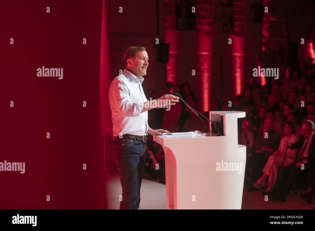 PS chairman Paul Magnette pictured during a party congress of french ...