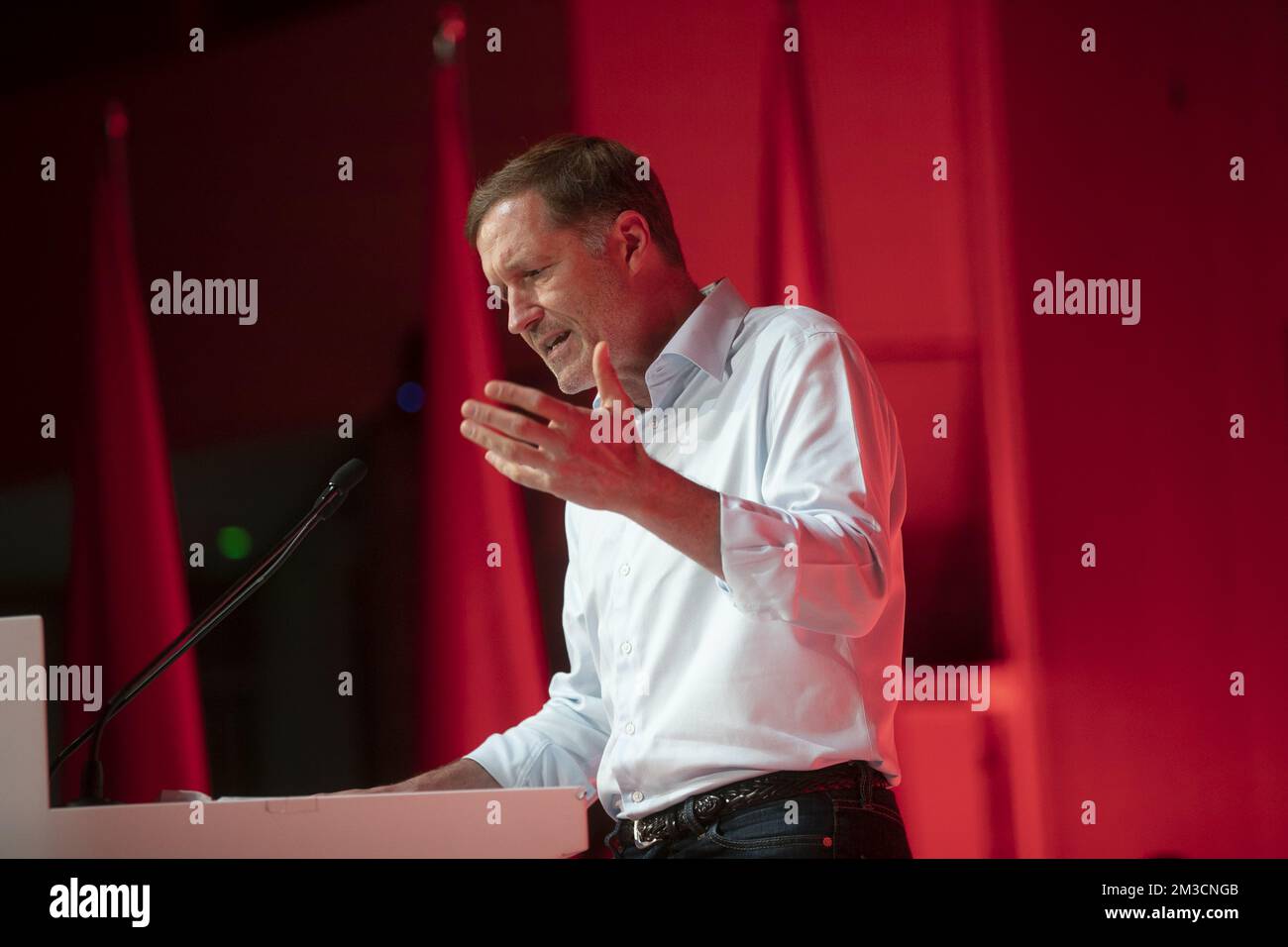PS chairman Paul Magnette pictured during a party congress of french ...