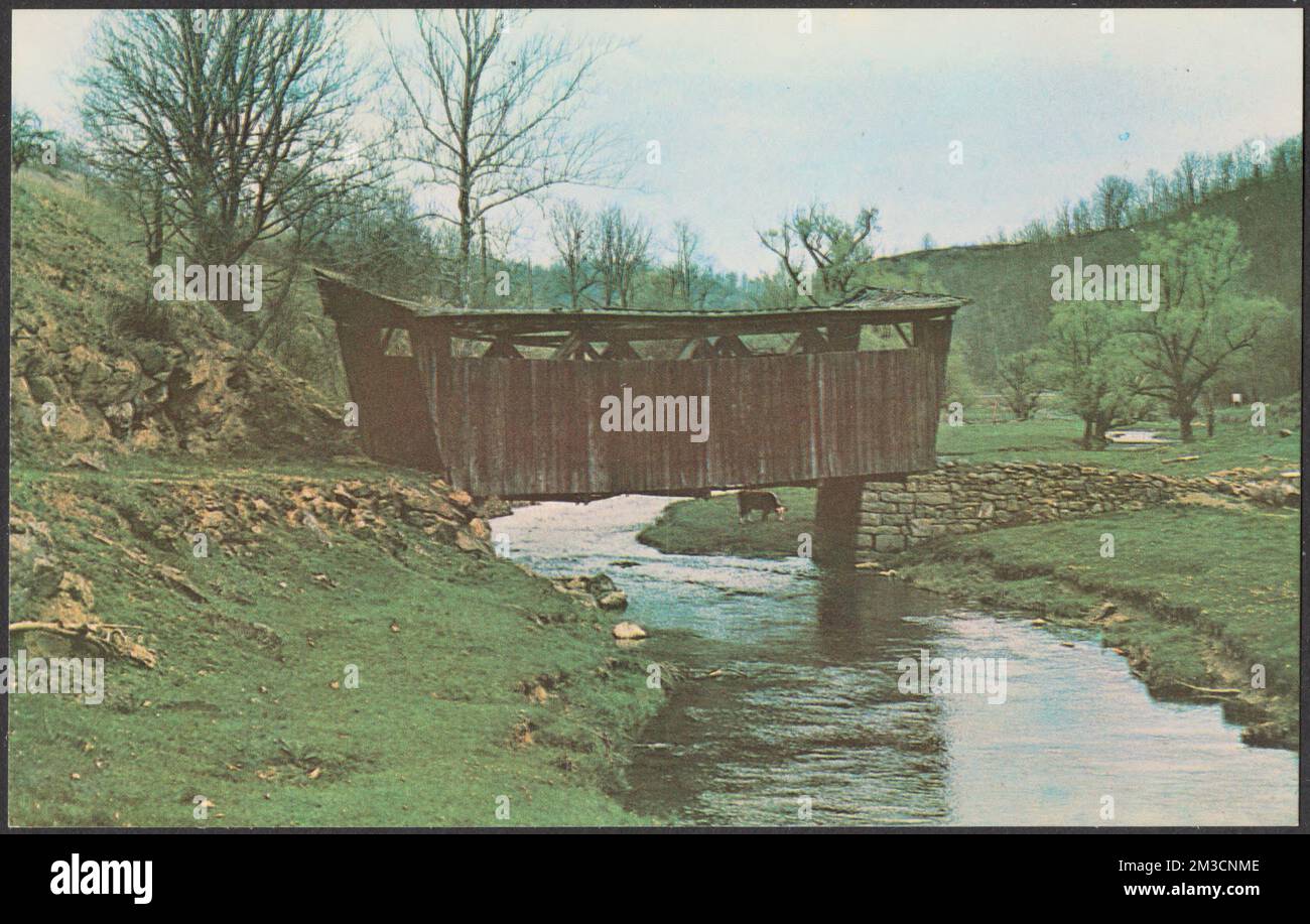 Indian Creek covered bridge , Bridges, Rivers, Tichnor Brothers ...