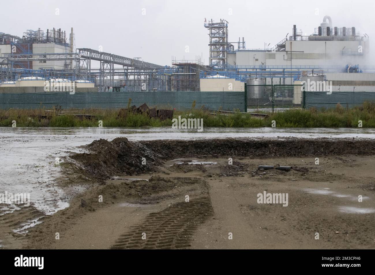 Earthworks near the 3M plant pictured during the pilot installation for ...