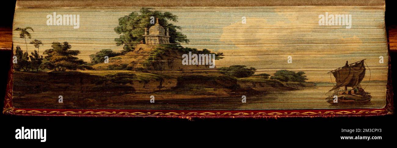 Indian river scene with Hindu temple , Temples, Coastlines, Boats Stock ...
