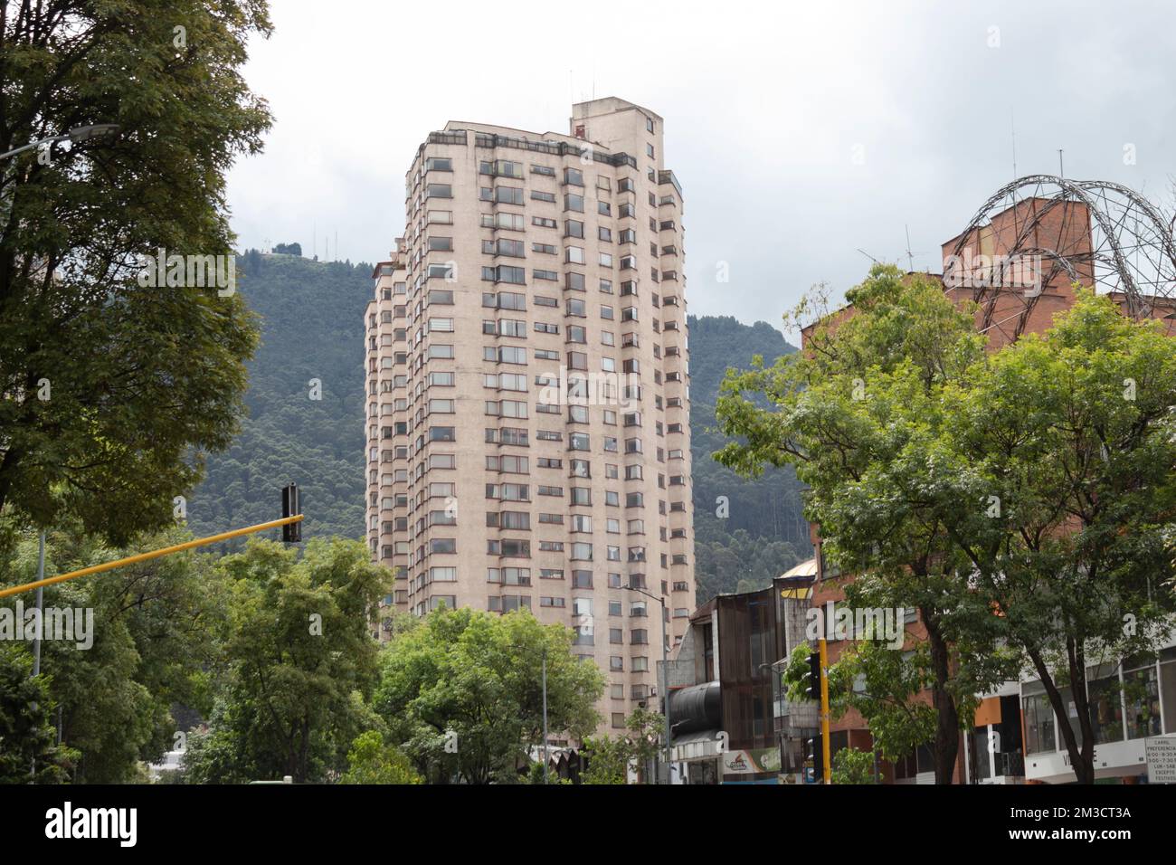 BOGOTA, COLOMBIA - An old residential brick building with oriental ...