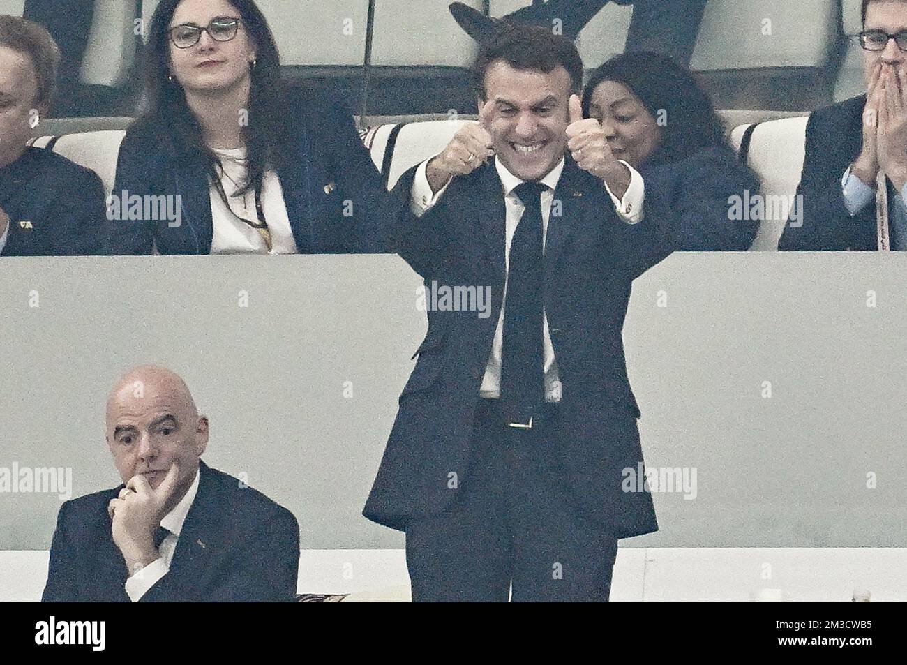 Al Khor, Qatar. 14th Dec, 2022. French président Emmanuel Macron ...