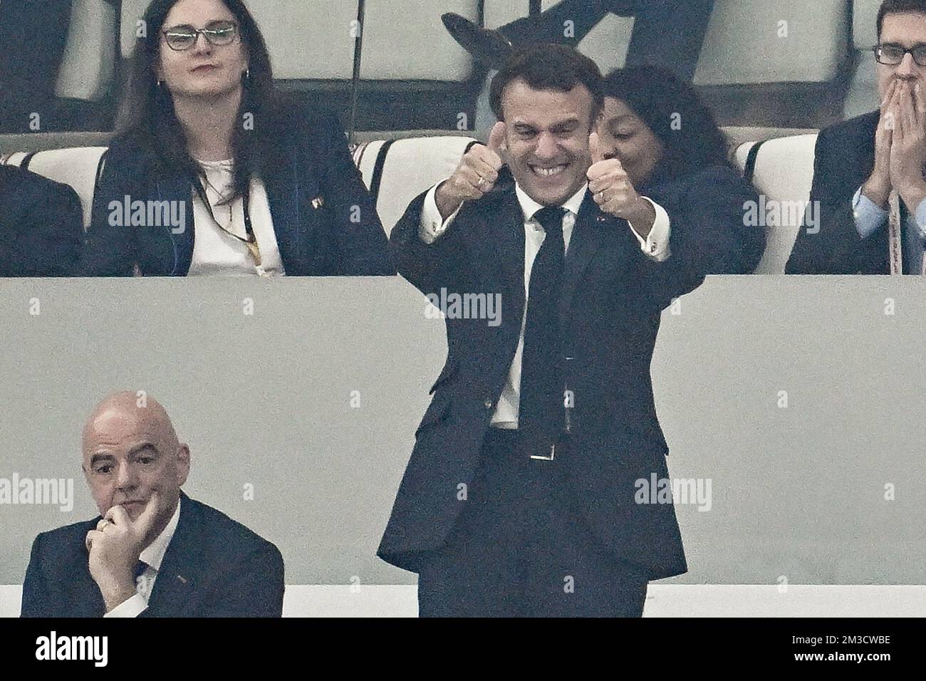 Al Khor, Qatar. 14th Dec, 2022. French président Emmanuel Macron ...