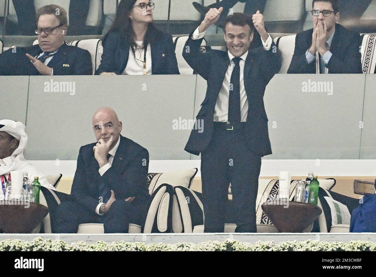 Al Khor, Qatar. 14th Dec, 2022. French président Emmanuel Macron ...