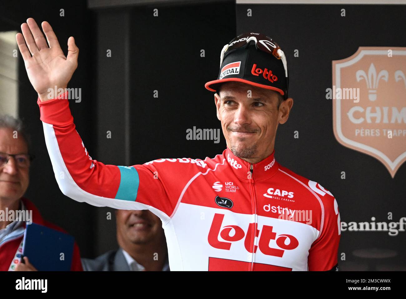 Belgian Philippe Gilbert of Lotto Soudal pictured on the podium after ...