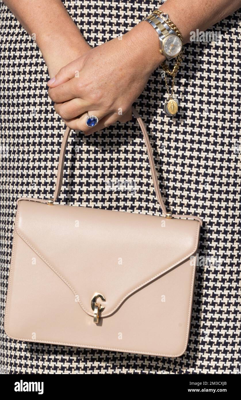 The handbag of Queen Mathilde of Belgium pictured during a cruise on ...