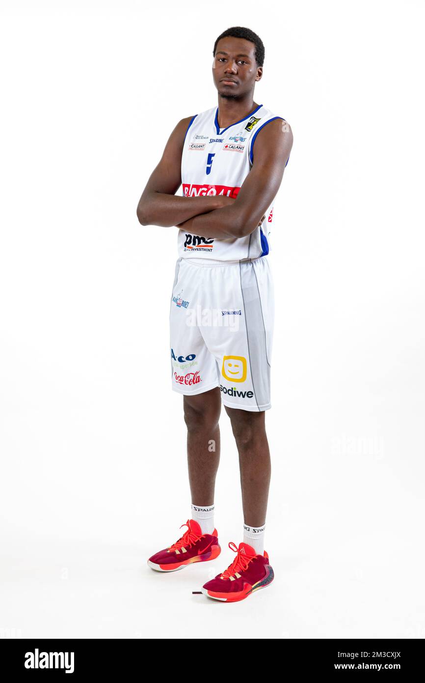 Mechelen's Tshimanga Godwin poses at a photoshoot of Belgian Basketball ...