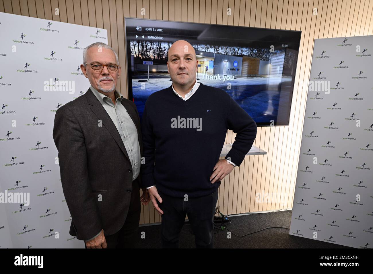Colruyt Chairman and CEO Jef Colruyt and Newpharma CEO Gilles Jourquin ...