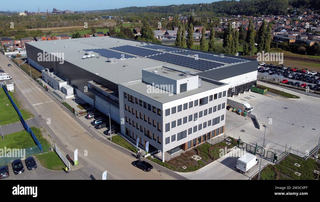 Aerial drone picture shows the new distribution center of Newpharma and ...