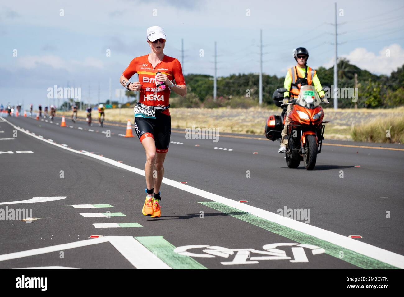 American Chelsea Sodaro and pictured in action during the Hawaii Ironman women's triathlon race ...