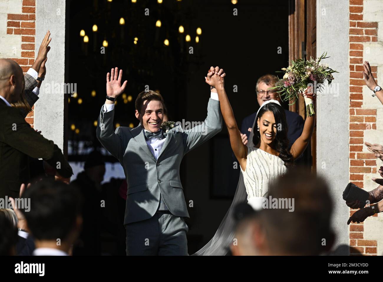 Newly weds Belgian Remco Evenepoel and Oumaima Oumi Rayane pictured ...