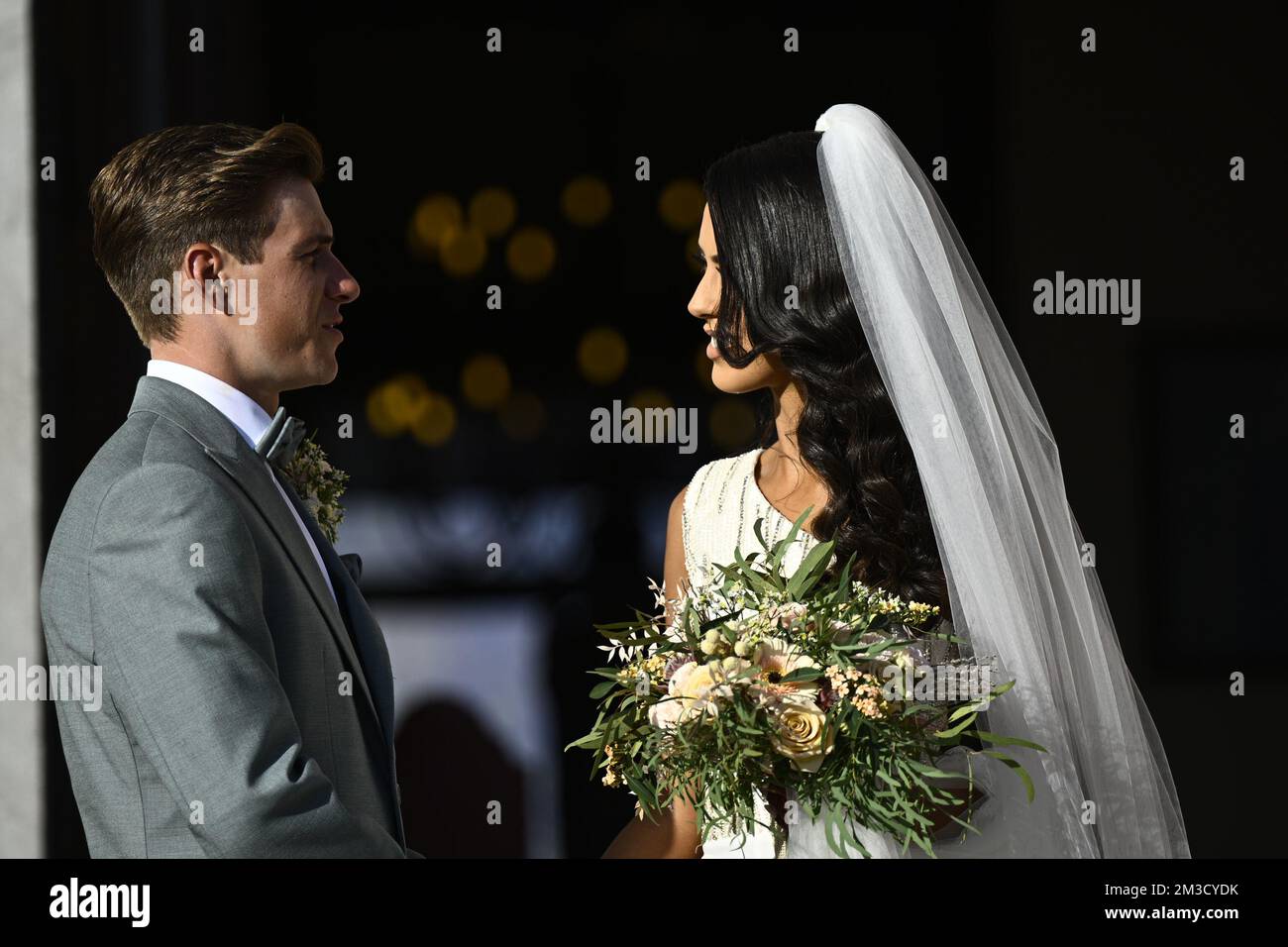 Newly weds Belgian Remco Evenepoel and Oumaima Oumi Rayane pictured ...