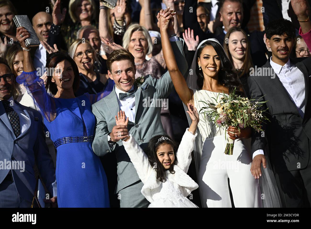 Newly weds Belgian Remco Evenepoel and Oumaima Oumi Rayane pictured ...
