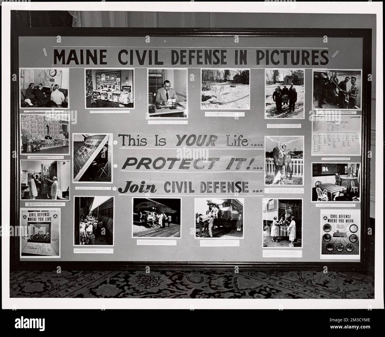 Information and Publications Maine, 1957 , Civil defense, Posters ...