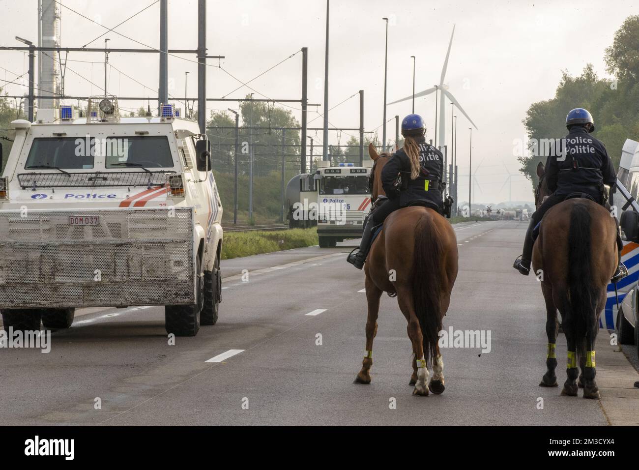 Illustration picture shows the police on stand-by during the start of a ...