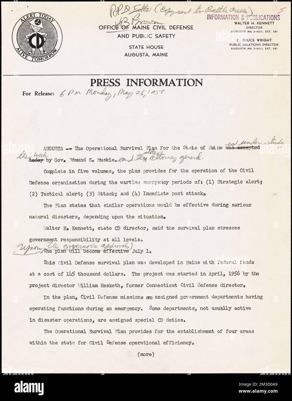 Information and Publications Maine, 1957 , Civil defense. Records of ...
