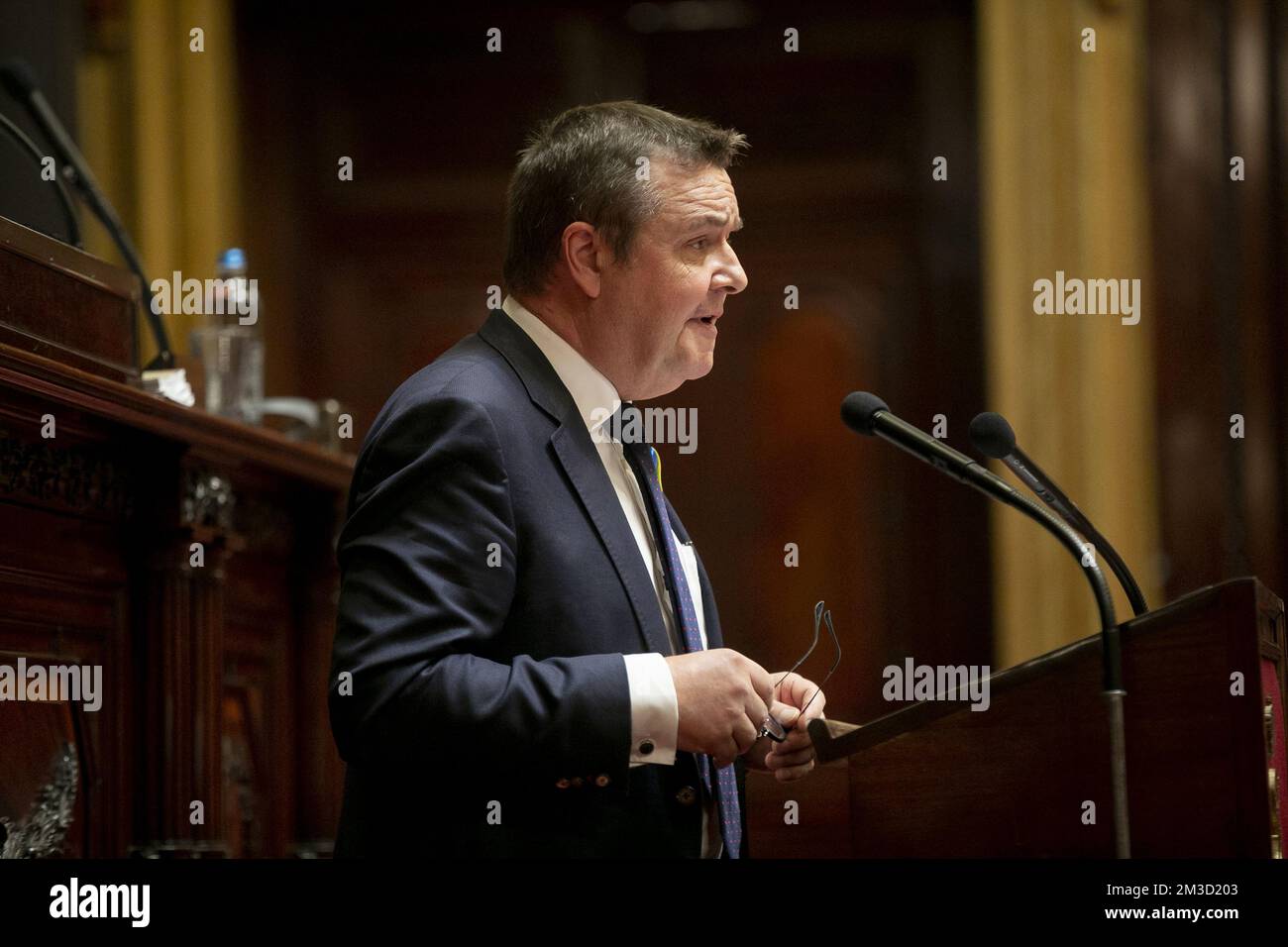 N-VA's senator Mark Demesmaeker pictured during a plenary session of ...