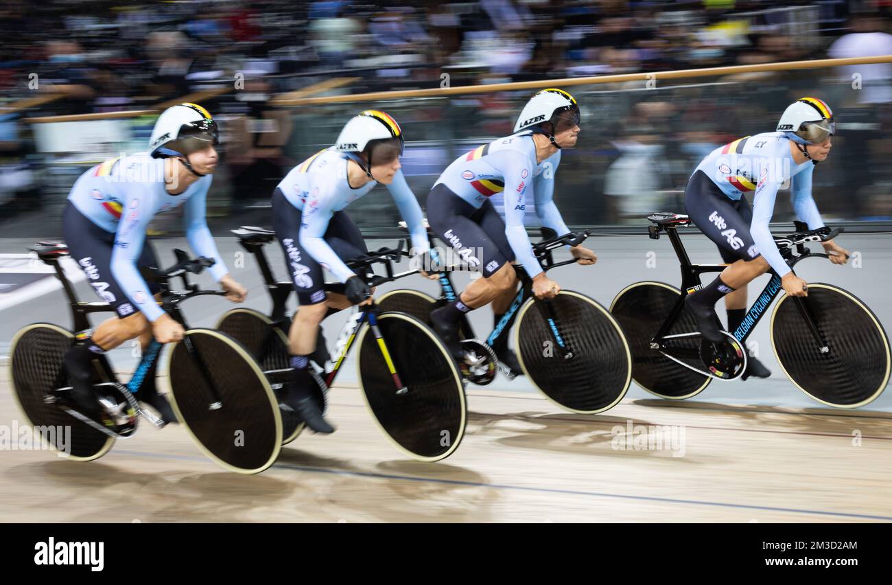 The Belgian team with (not in order pictured) Belgian Tuur Dens ...