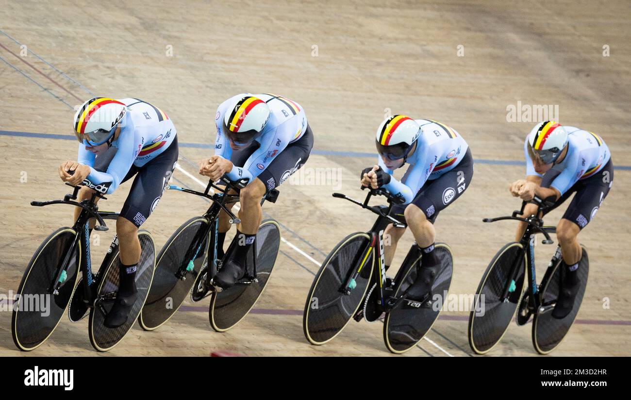 The Belgian team with (not in order pictured) Belgian Tuur Dens ...