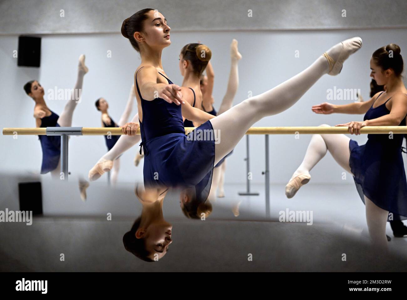 Illustration picture shows a dance lesson during a press visit to the new Mosa Ballet School ...