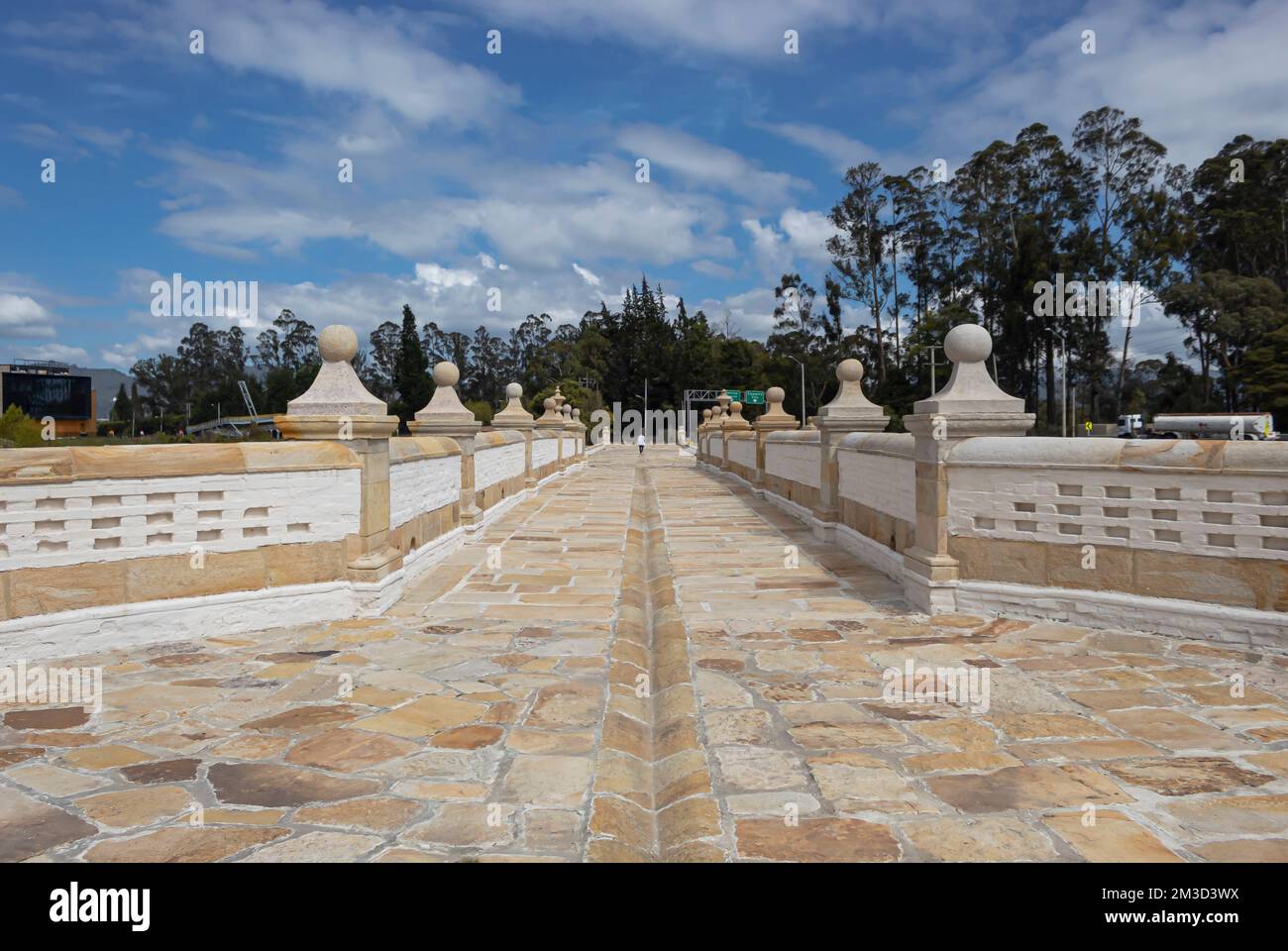 An old colonial stone bridge knowed as puente del comn or common bridge ...