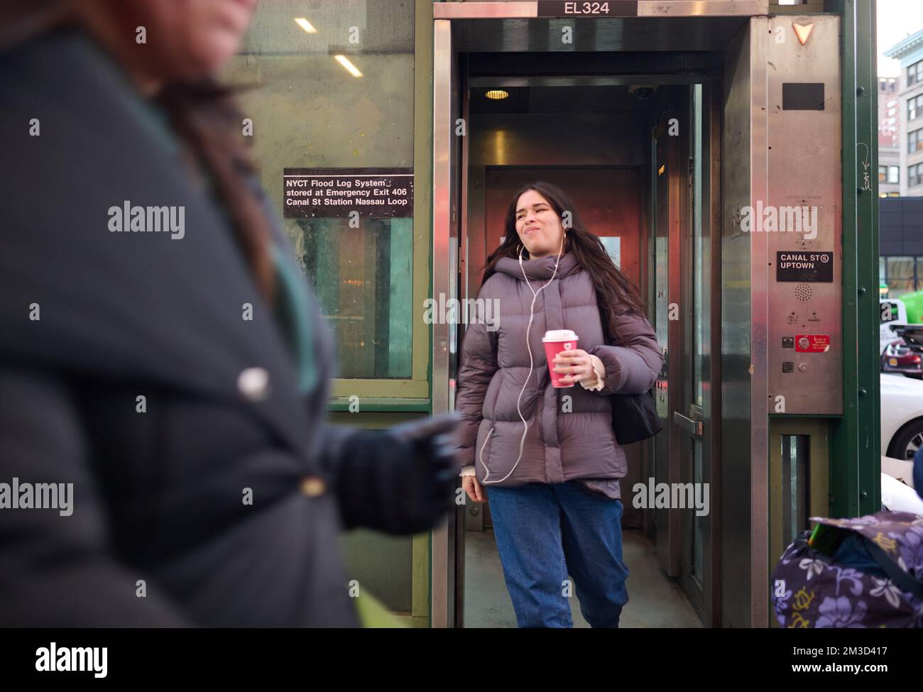 New York, New York, USA. 14th Dec, 2022. MTA elevator to Canal Street ...