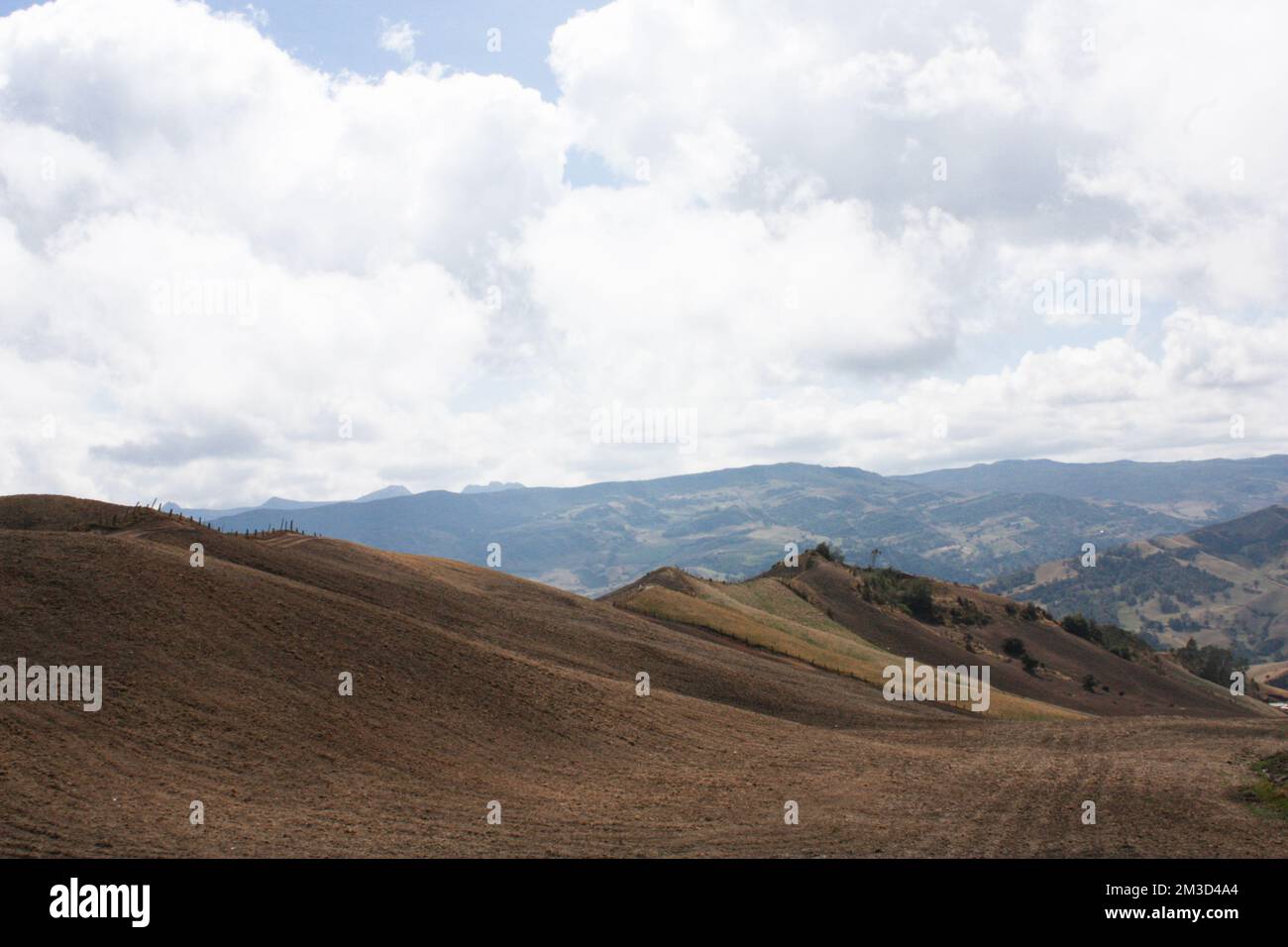 Landscape of colombian mountains with Andes Mountain Rage, whith crops ...