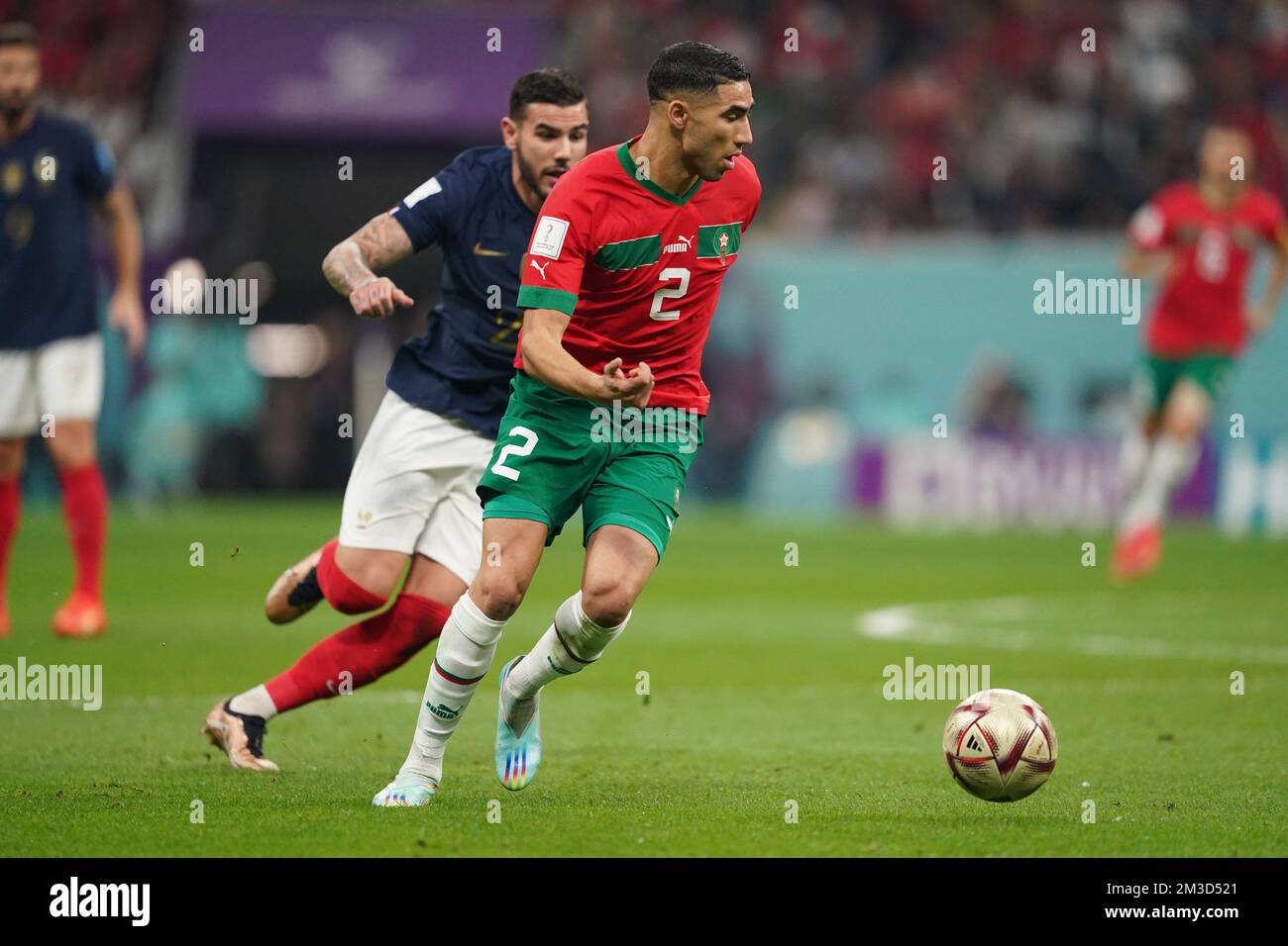 DOHA, QATAR - DECEMBER 14: Player of Morocco Achraf Hakimi drives the ...